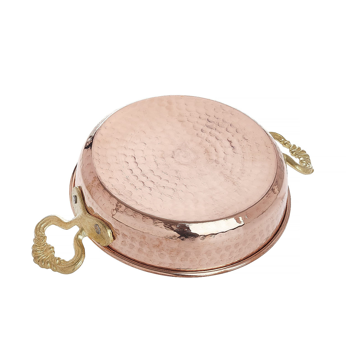 DESTALYA Copper Pan 7.08'' Hammered Handmade Authentic Red Copper Skillet with Metal Handles for Cooking Egg Omelet Frying Pot Stove Top Turkish Sahan 18 cm