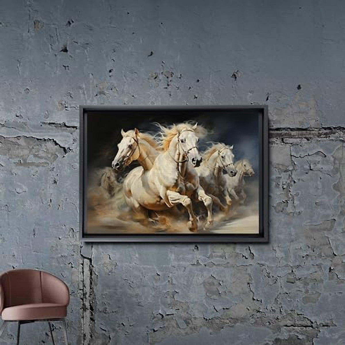 Majestic Black Stallion Galloping In The Clouds, Black Horse On Salt Flats, Canvas Print, Black Horse Print, Black Horse Wall Art