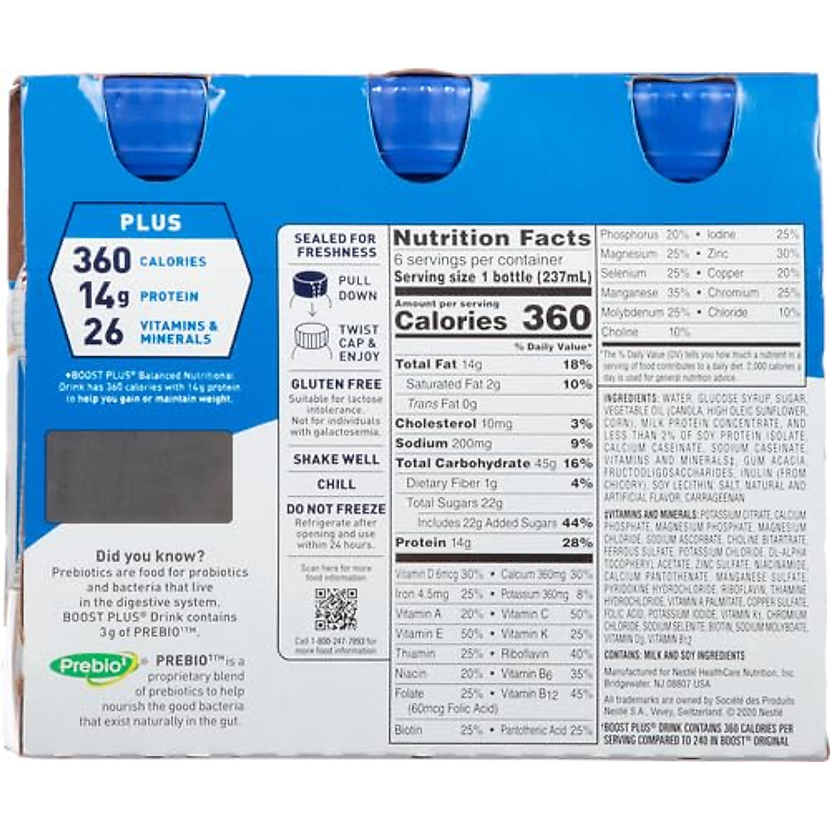 BOOST Plus Balanced Nutritional Drink, Very Vanilla, 8 FL OZ (Pack of 6)