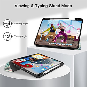 May Chen for iPad Pro M2 12.9 Case 6th/5th/4th/3rd Generation 2022 2021 2020 2018 Trifold Stand + Pencil Holder + Auto Wake/Sleep + Soft TPU Protective Stand Back Cover, Cactus