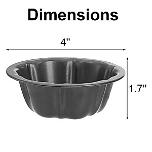 ZENFUN 10 Pcs Mini Fluted Tube Pan Mini Cake Pans, 4 Inch Carbon Steel Mini Flan Molds Pan, Nonstick Cake Pan Reusable Mini Tube Oven Baking Mold for Cupcake, Bread, Bavarois, Brownie