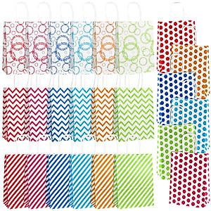 UPlama 24 PCS 8.7" Assorted bright color Kraft paper gift bags，Party Gift Bags Rainbow Assortment with String Handles for Birthday Favors, rainbow birthday party suppliesArts & Crafts, Event Supplies