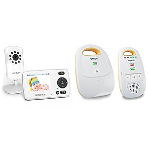 HelloBaby Smart HB30 Monitor, No WiFi, No Apps, Up to 1000ft Range, Voice Activation System, 2.4” TFT Display & VTech DM111 Upgraded Audio Baby Monitor. 1 Parent Unit with Rechargeable Battery