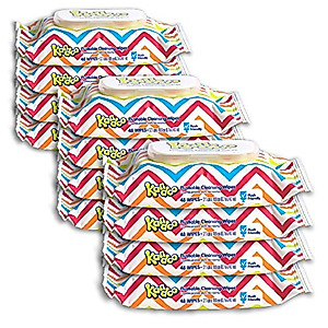 Flushable Wipes for Baby and Kids by Kandoo, Unscented for Sensitive Skin, Hypoallergenic Potty Training Wet Cleansing Cloths , 48 Count, Pack of 12