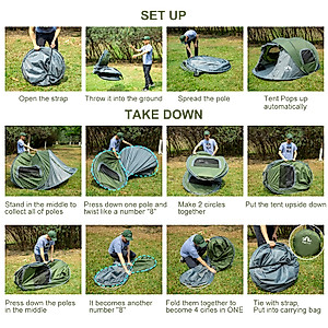 Night Cat Pop-up Camping Tent: 2 Person Tent Waterproof Instant Easy Setup Family Tent