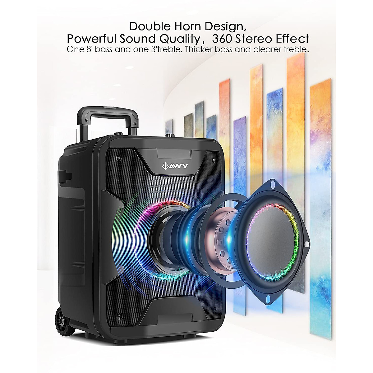 Karaoke Machine for Adults, Wireless Portable PA System Bluetooth Karaoke Speaker with 8" Subwoofer, 2 Wireless Microphones, Disco Ball Light for Christmas Singing Party Home Karaoke Outdoor