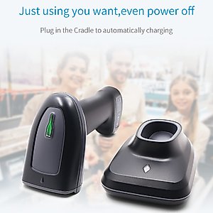 Barcode Scanner Bluetooth USB Wired 2.4G Wire Less Connection Handheld 2D 1D QR Code Reader with Cradle