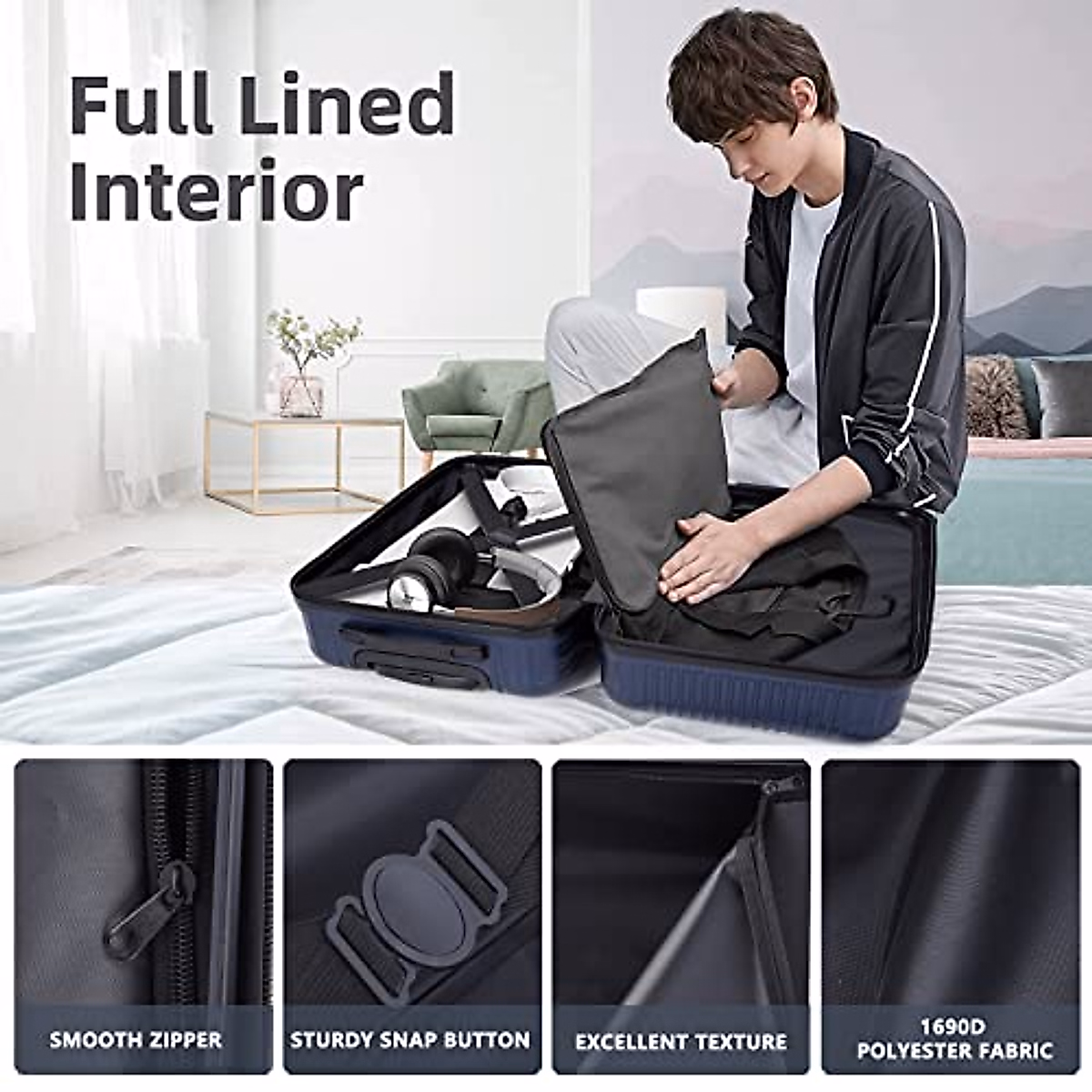 CYOIDAI GIVIMO 3 Piece Luggage Set PC + ABS Lightweight Hard Shell Suitcase Set with Double Spinner Wheels TSA Lock, Set of 3 (20/24/28)