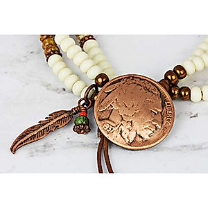 Buffalo Nickel Multi Strand Bracelet | Leather and Czech Glass Beads | Genuine Coin | One Size Adjustable |Women’s Fashion Jewelry