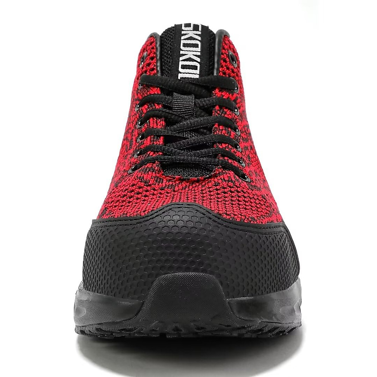 SKOKOD Men's Steel Toe Shoes Non-Slip Puncture Proof Work Shoes Food Service Safety Shoes for Men Lightweight Breathable Comfortable Outdoor Sports Shoes（Red 9）