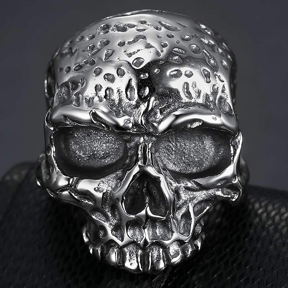 Jude Jewelers Stainless Steel Gothic Skull Vintage Antique Style Cocktail Party Holiday Statement Biker Ring (Silver, 8)
