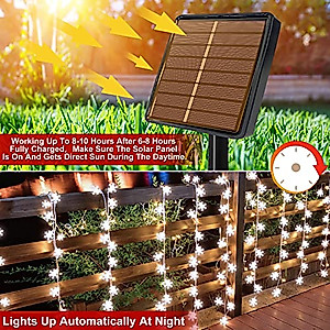 [ Solar Powered & 8 Modes ] 100 LED 39.3 Ft Christmas Lights Decoration Snowflake String Lights Timer Fairy Lights Bedroom Patio Garden Party Xmas Decor Home Indoor Outdoor Christmas Tree (Cool White)