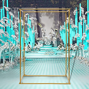 Backdrop Stand, Balloon Arch Kit, Gold Metal Wedding Welcome Arch Stand Display Stand, 44.88×23.62×70.86 Inch Square Halloween Balloon Arch, Fit for Wedding Birthday Party Christmas Decorations