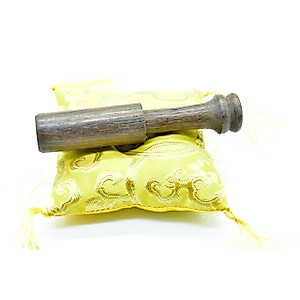 3.75" Tibetan Meditation Yoga Singing Bowl Yellow Set with free Wooden Mallet and Silk Cushion from Nepal, Singing bowls.