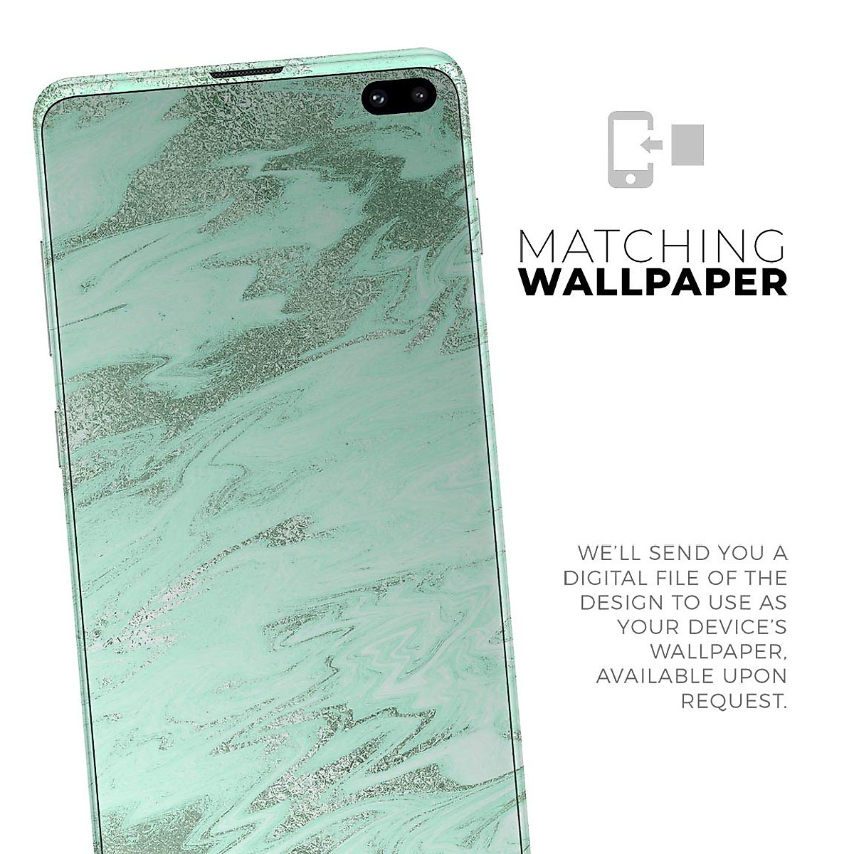 DesignSkinz Mint Marble & Digital Gold Foil V5 Protective Vinyl Decal Wrap Skin Cover Compatible with The Samsung Galaxy S20 (Screen Trim & Back Glass Skin)