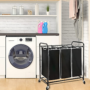 3 Bag Laundry Sorter Replacement Bags, Jhua 3 Pack Large Hamper Cart Removable Replacement Bags, 600D Laundry Hamper Liner Laundry Storage Organizer Replacement Bags, 14.9x9.0x21.7in, No Hangers