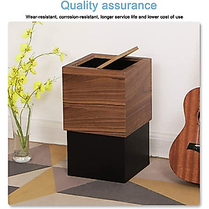 PIPONS Garbage Bin for Bathroom Rubbish Recycle Bins 12Liter/3.17 Gallon Solid Wooden Trash Can Retro Semi Open for Kitchens,Home Bedroom Living Room Trash Can Wastebasket