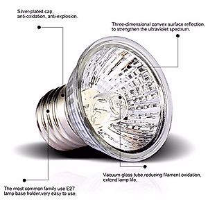 FIVEAGE 30W UVA UVB Bulb Basking Bulb Reptile Heat Lamp Basking Spot Bulb Small Sun Lamp for for Bearded Dragons,Lizard Reptiles and Amphibians-6 Pack