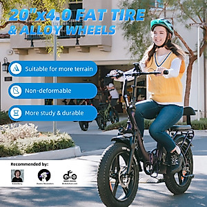 Rattan LM/LF PRO Electric Bike 750W ebike 48V 13AH Removable Battery Electric Bicycle 20"* 4.0 All Terrain Tire Electric Bike for Adults, Ebikes for Adults (LF-Red)