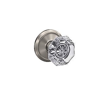 SCHLAGE Custom FC21 ALX 619 ALD Alexandria Glass Knob with Alden Trim Hall-Closet and Bed-Bath Lock, Satin Nickel