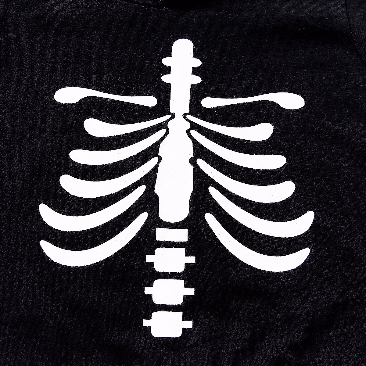 Noubeau Toddler Girls Boys Halloween Hoodie Pumpkin Ghost Print Hooded Sweatshirts Pullover Kids Shirt Tops Fall Clothes (Black- Skeleton, 1-2T)