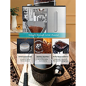 10-Cup Drip Coffee Maker, Grind and Brew Automatic Coffee Machine with Built-In Burr Coffee Grinder, Programmable Timer Mode and Keep Warm Plate, 1.5L Large Capacity Water Tank,900W, Black