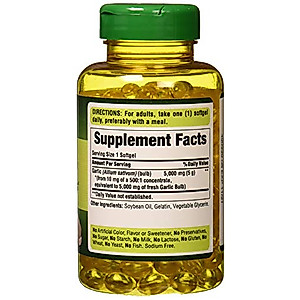 Puritans Pride Garlic Oil, 5000 Mg, 250 Count