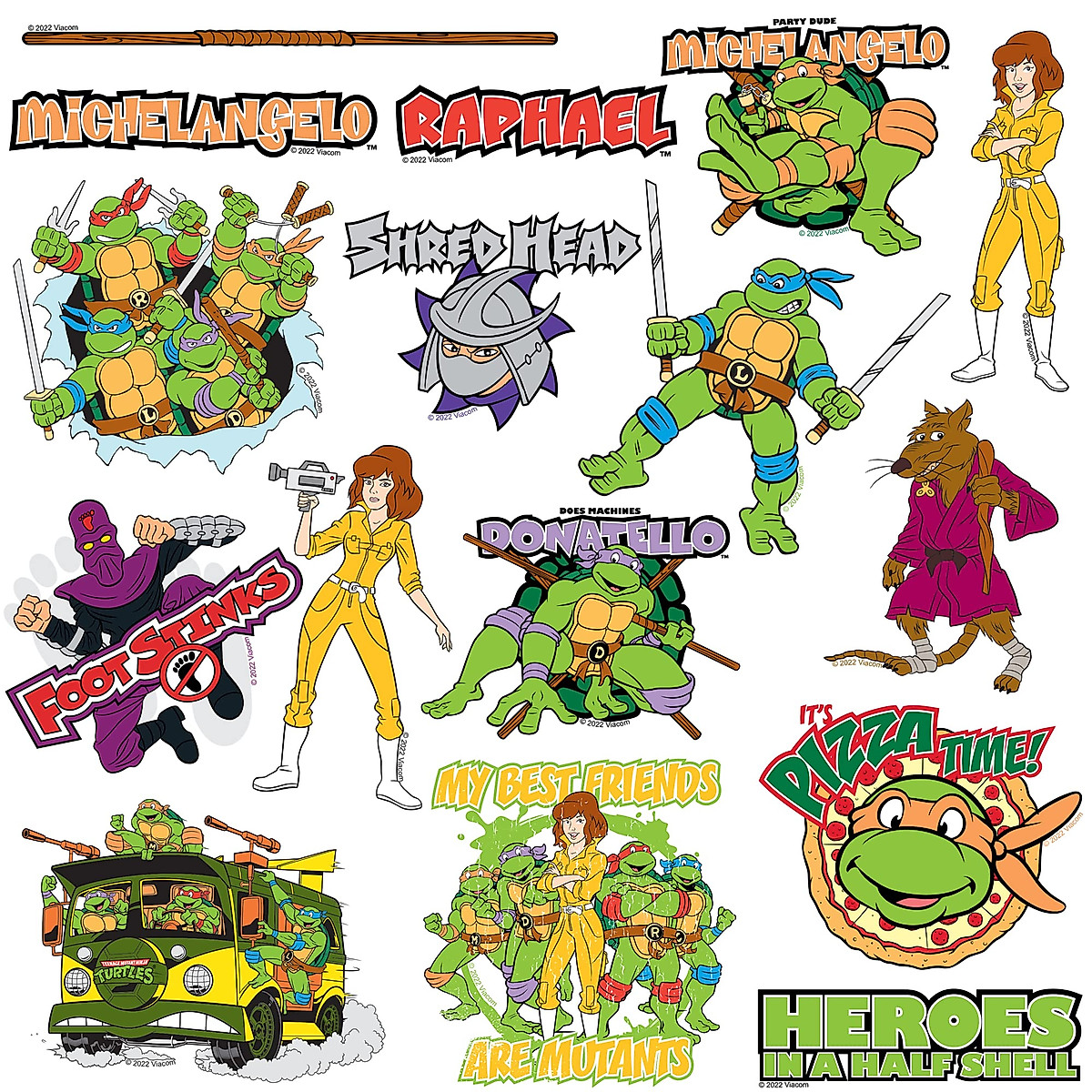 Teenage Mutant Ninja Turtles Sticker Pack Die Cut Vinyl Large Deluxe TMNT Stickers Variety Pack - Laptop, Water Bottle, Scrapbooking, Tablet, Skateboard, Indoor/Outdoor - Set of 100