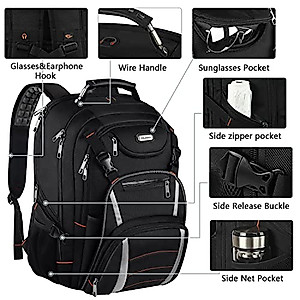 YALIXIAN Travel Laptop Backpack,Extra Large 18.4 Inch Laptop RFID Anti Theft TSA Friendly Backpack with USB Charging Port,Water Resistant,Computer Bag for Women Men Notebook&Basketball