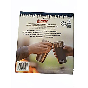 Coleman Stainless Steel Tumbler with Straw, 15 Hours, 2 Pack, Multi-Function Lid, Spill-Resistant Lid, Bottle Opener