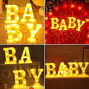 ZUOVAOV LED Light up letter BABY Sig, Led Baby Word Box Logo, Home Bedroom, Nursery Room, Table Wall Decoration, Warm White Light Emitting Letters, Baby Shower Decoration (BABY)