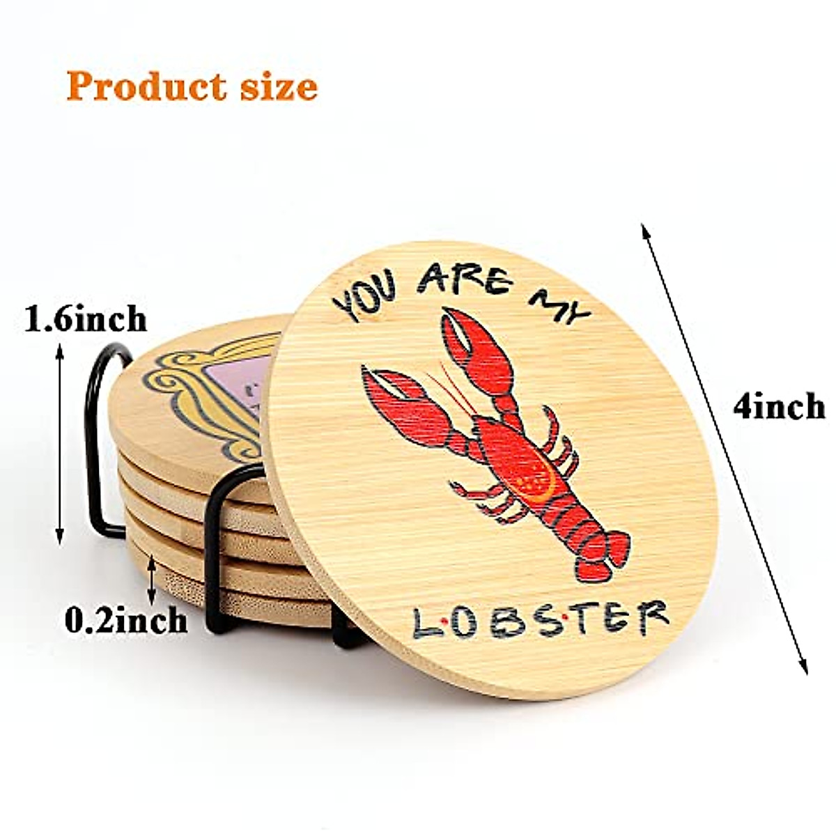 Puluole Friends Coasters for Drinks,Friends TV Show Merchandise,Funny Coasters Set with Coaster Holder,Bamboo Coasters for Coffee Table,Friends TV Show Decor,Friends TV Show Gifts(6 PCS)