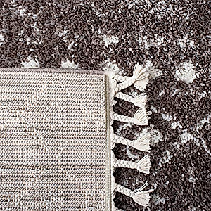 SAFAVIEH Berber Fringe Shag Collection 6'7" x 9' Brown / Ivory BFG516T Moroccan Non-Shedding Living Room Bedroom Dining Room Entryway Plush 1.2-inch Thick Area Rug