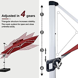 ABCCANOPY 9FT Cantilever Patio Umbrella Double Top Square Umbrella Outdoor Offset Umbrella with 360° Rotation,Burgundy