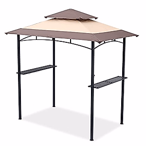 LIRUXUN Outdoor Grill Gazebo 8 X 5 Ft Shelter Tent Double Tier Soft Top Canopy and Steel Frame with Hook and Bar Counters