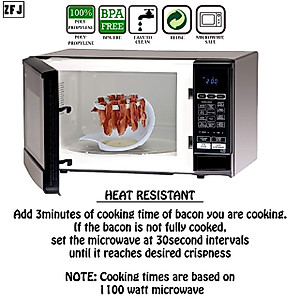ZFJ Microwave Bacon Cooker, Bacon Tray for Cooking Crispy Bacon in few Minutes Reduces Fat up to 35% for Healthy Breakfast. 10.5 x 6.3 x 5.7 inch