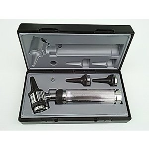 Lane Otoscope with Pneumatic Air Pump for Insufflation and Spare Halogen Bulb. Comes with 3 Reusable Specula and an Adapter to use Disposable Specula
