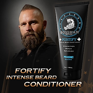Bossman Fortify Intense Beard Conditioner - Shower Beard Wash, Moisturizer and Beard Softener for Men - Beard Growth Products - Made in USA (Magic Scent)