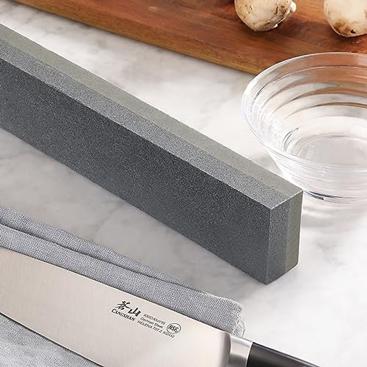 New Star Foodservice 36497 Combination Sharpening Stone Knife Sharpener, 12" x 2" x 1", Gray