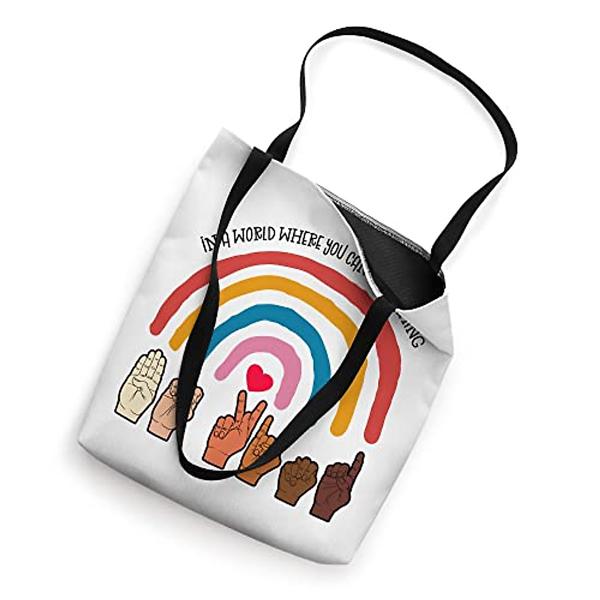 Matching Orange Unity Day Rainbow Be Kind ASL Anti Bullying Tote Bag