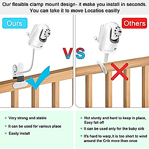 BFYTN Baby Monitor Mount Compatible with Infant Optics DXR-8 and DXR-8 PRO, 15.7 inches Flexible Long Gooseneck Arm Baby Camera Holder Stand for Crib Nursery, Without Tools or Wall Damage