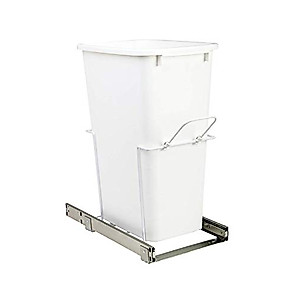 Knape & Vogt White 11.375 in. x 20.125 in. x 22.875 in. 50 Qt. in-Cabinet Single Soft-Close Bottom-Mount Pull-Out Trash Can