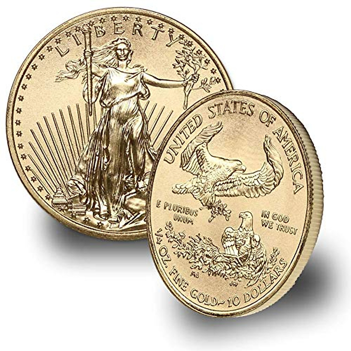 1986 - Present (Random Year) 1/4 oz American Gold Eagle Coin Brilliant Uncirculated (Type 1 or Type 2) in Original United States Mint Box with Certificate of Authenticity 22K $10 BU