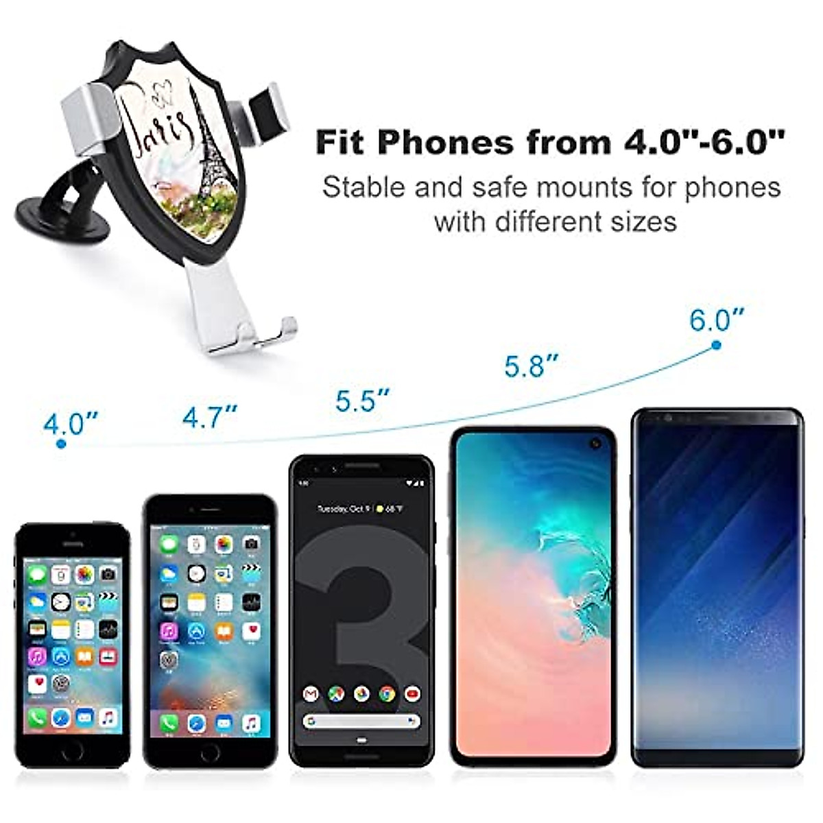 Eiffel Tower Paris Car Phone Holder Long Arm Suction Cup Phone Stand Universal Car Mount for Smartphones