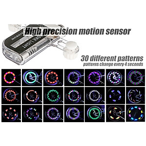 Rottay Bike Wheel Lights, Bicycle Wheel Lights Waterproof RGB Ultra Bright Spoke Lights 14-LED 30pcs Changes Patterns -Safety Cool Bike Tire Accessories Kids Adults-Visible from All Angle