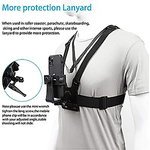 PellKing Mobile Phone Chest Mount Harness Strap Holder Cell Phone Clip Action Camera POV for Samsung iPhone Plus etc