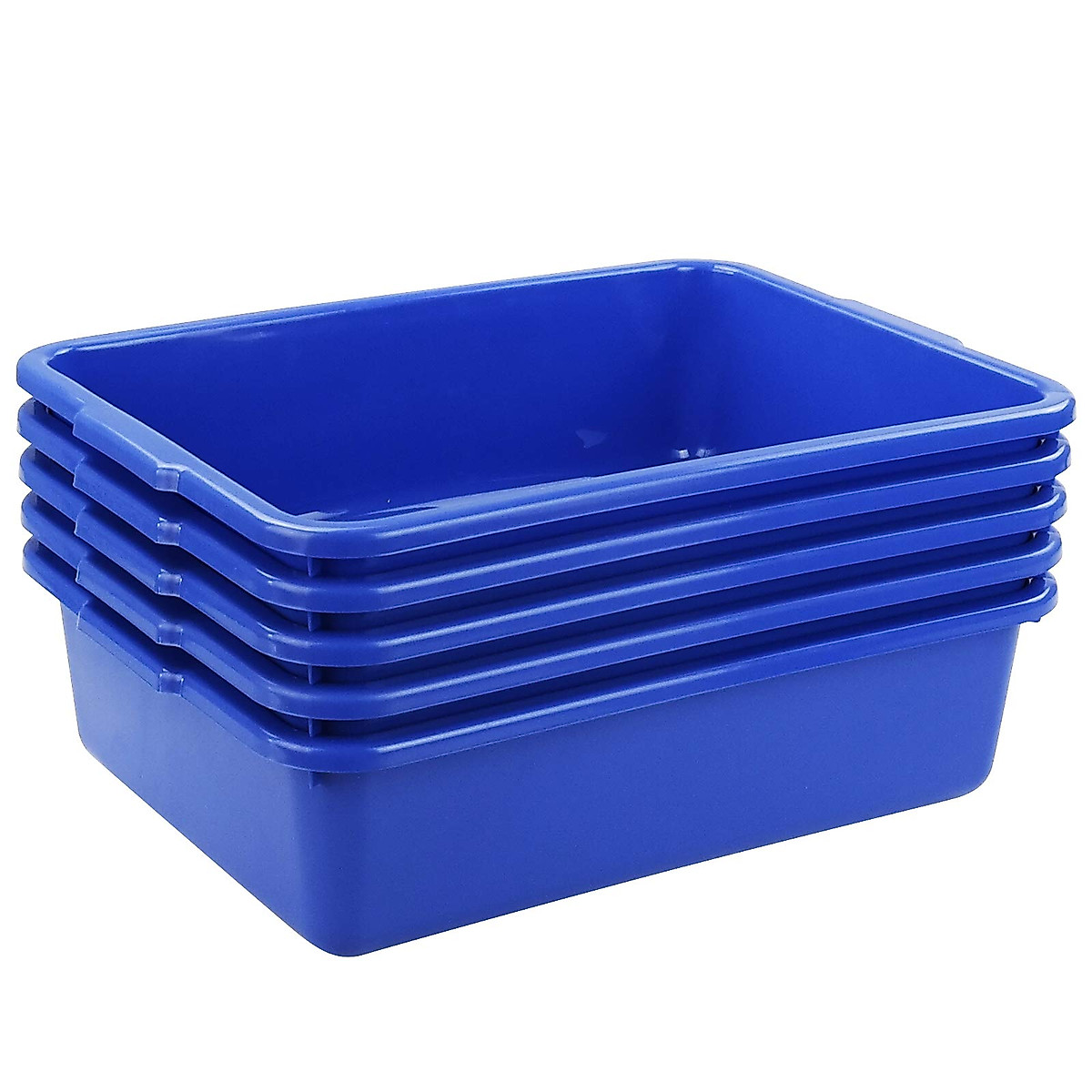 Obstnny 8 L Small Commercial Bus Box, Plastic Wash Tub Basin, 5 Packs, Navy Blue