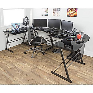 Walker Edison Ellis Modern L Shape Home Office Black Corner Computer Gaming Desk with Keyboard Tray, 51 Inch