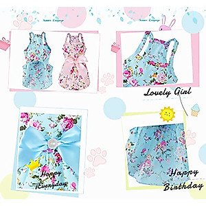 MSNFOASM 4pcs-New Spring Summer Puppy Dog Dress,Cute Colored Sun Flower Dog Bow Skirt for Small Girl Dogs(Floral,M)