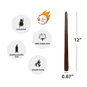Zest Candle 12-Piece Taper Candles, 12-Inch, Brown